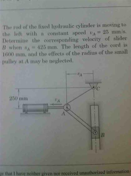 Solved The rod of the fixed hydraulic cylinder is moving to | Chegg.com