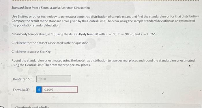 Solved Standard Error From A Formula And A Bootstrap