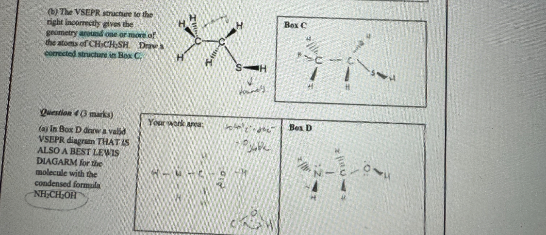 Solved (b) ﻿The VSEPR structure to the right incorrectly | Chegg.com