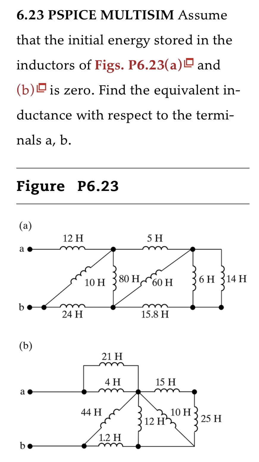 Solved 6.23 ﻿PSPICE MULTISIM Assume that the initial energy | Chegg.com