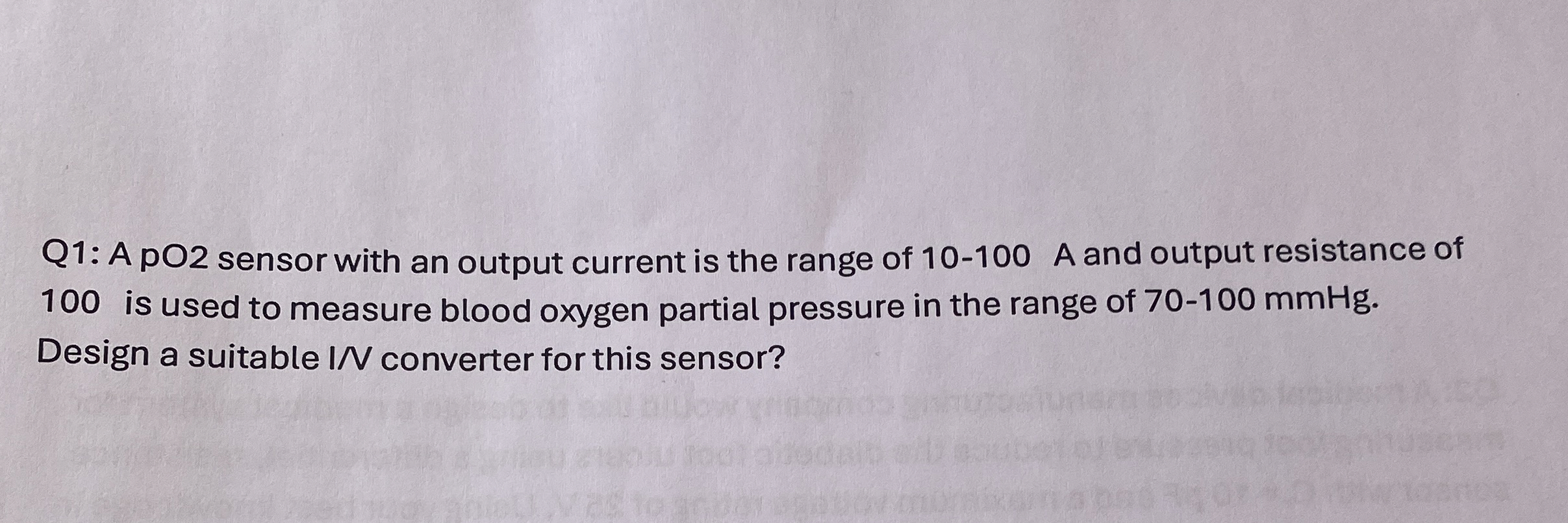 Q1: A pO2 ﻿sensor with an output current is the range | Chegg.com