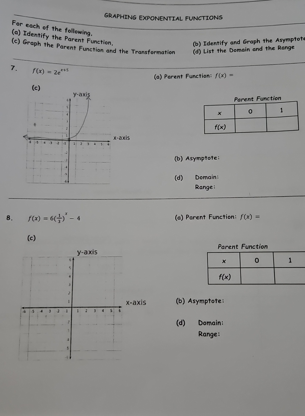 Solved f(x)=6(13)x-4(a) ﻿Parent Function: f(x)=(c)Parent | Chegg.com