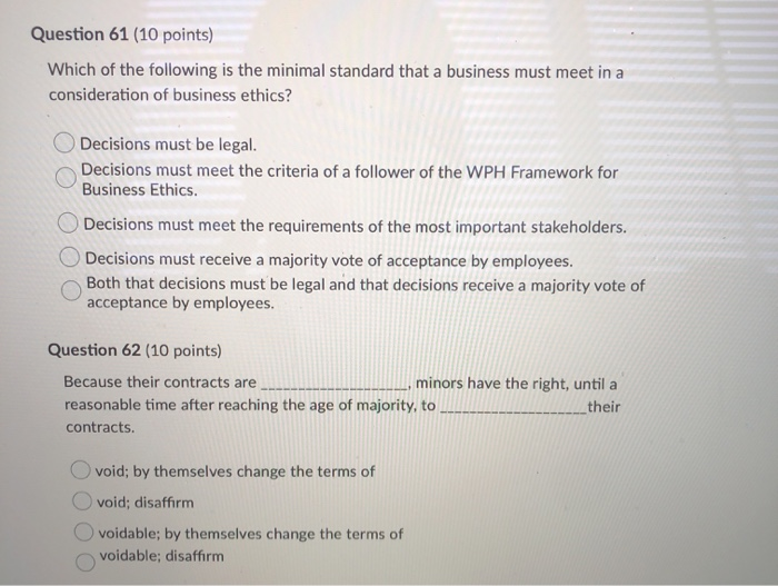Solved Question 61 (10 points) Which of the following is the | Chegg.com