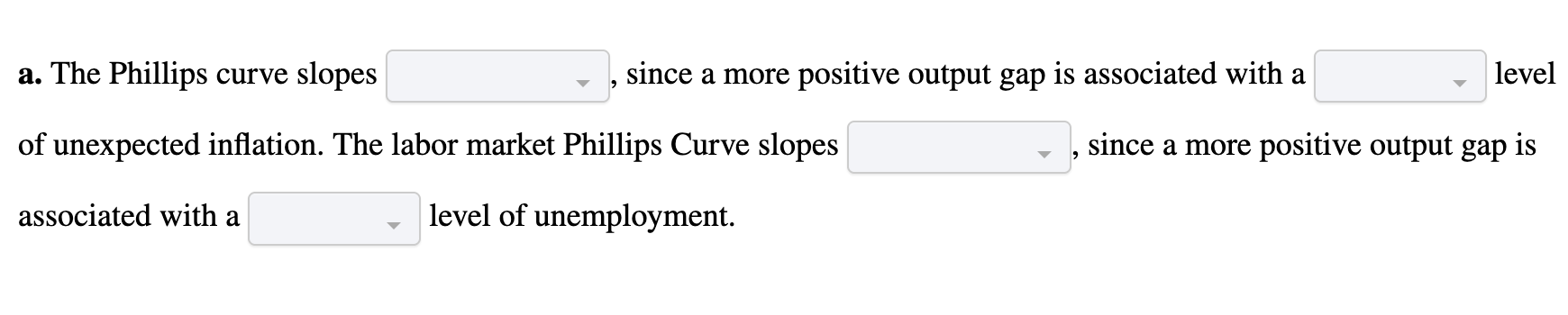 Solved a. ﻿The Phillips curve slopes , ﻿since a more | Chegg.com