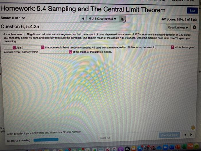 Solved Homework: 5.4 Sampling and The Central Limit Theorem | Chegg.com
