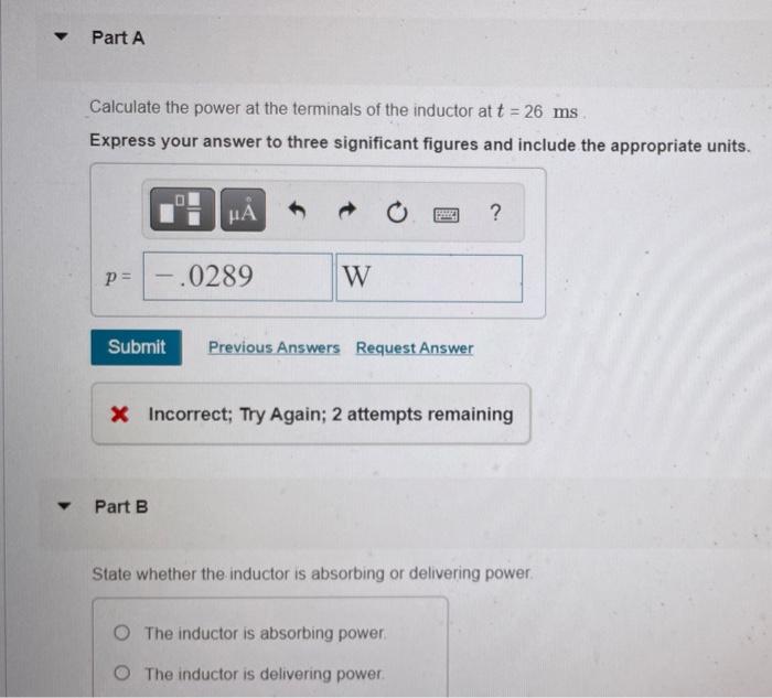 Solved The current in a 200mH inductor is i=75 | Chegg.com