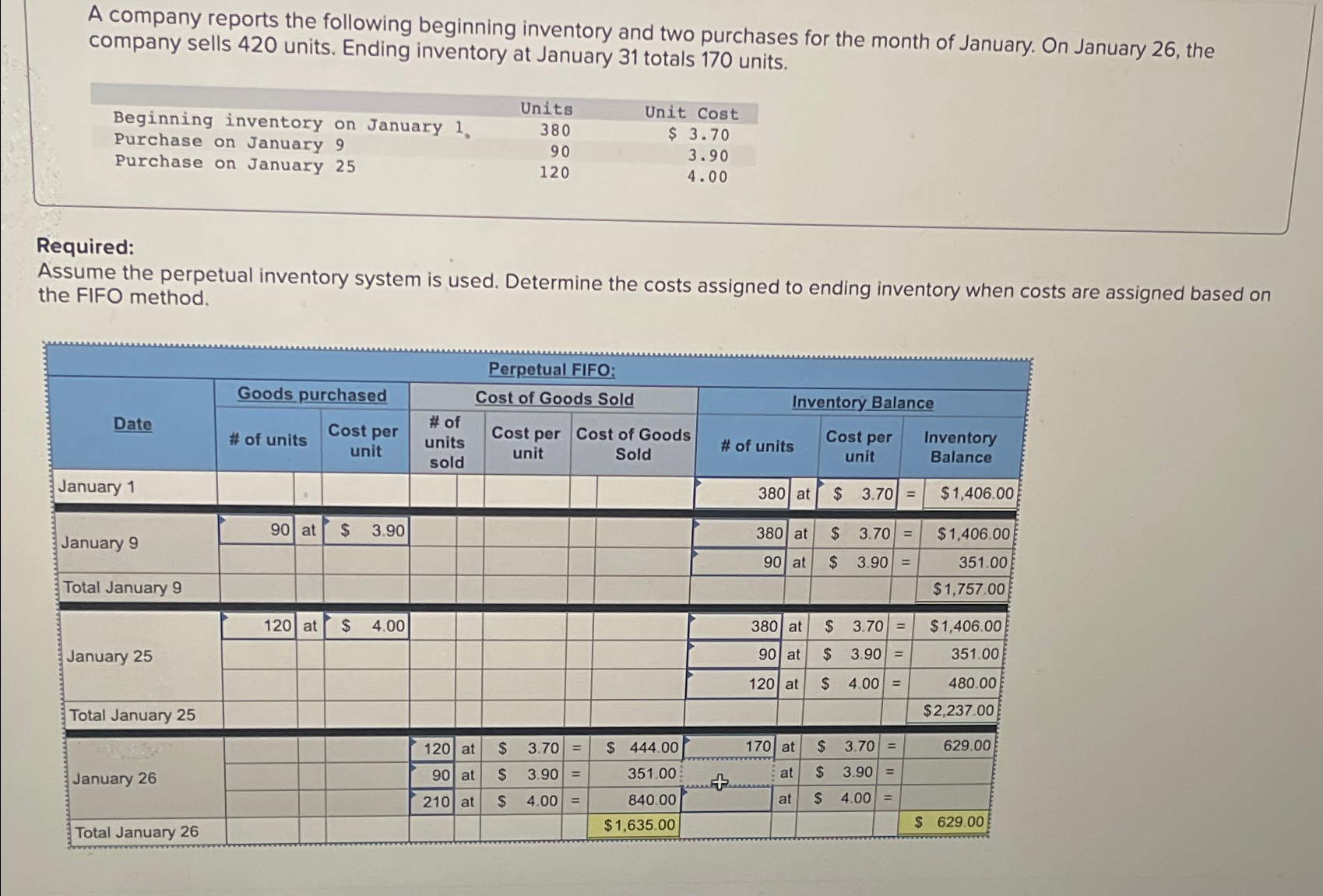 Solved A company reports the following beginning inventory | Chegg.com