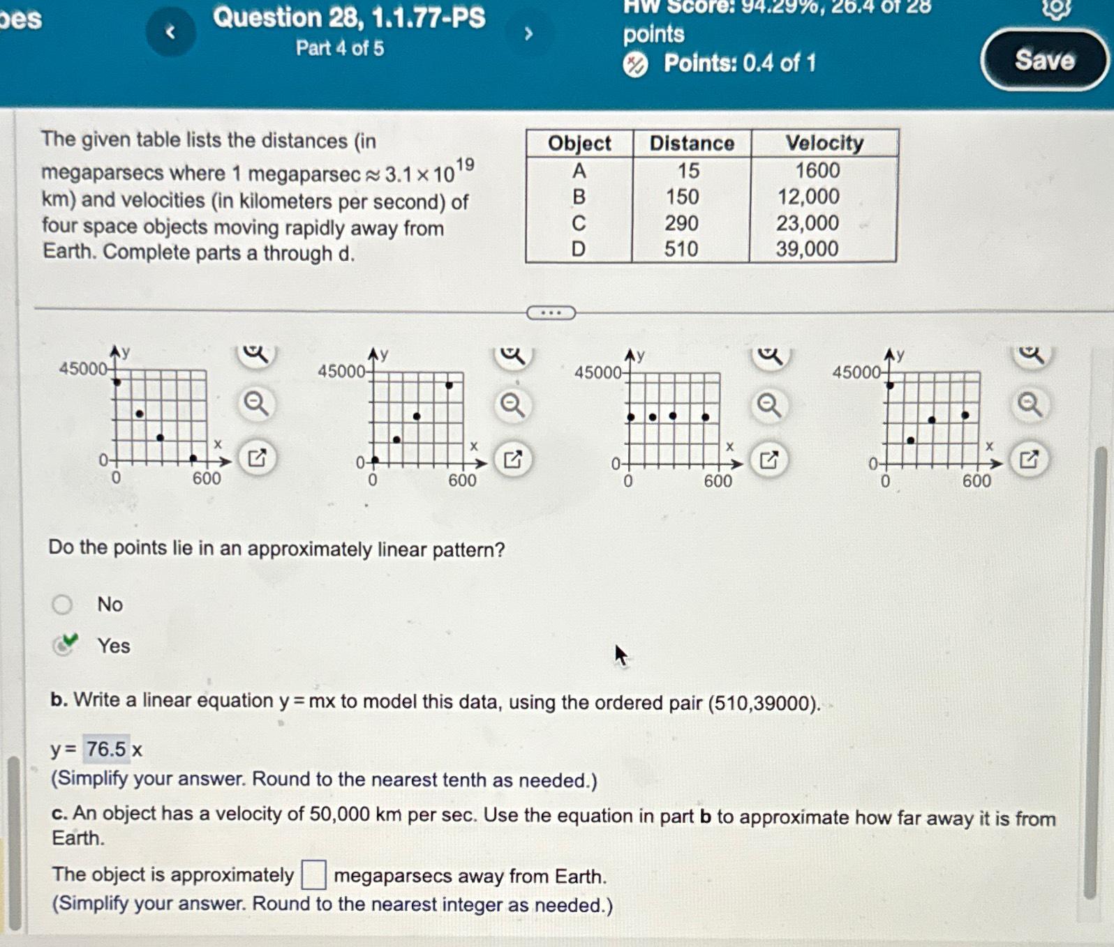 Solved Question 28, 1.1.77-PSPart 4 of 5pointsPoints: 0.4 | Chegg.com Solved Question 28, 1.1.77-PSPart 4 of 5pointsPoints: 0.4 | Chegg.com