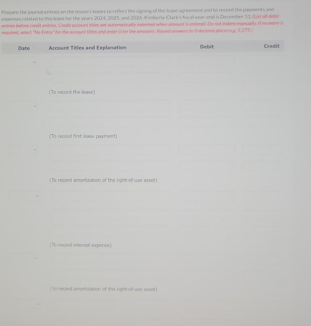 Solved Assume that on December 31, 2024, Kimberly-Clark | Chegg.com