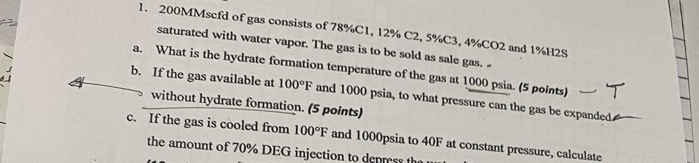 Solved 200MMscfd of gas consists of 78%Cl,12%C2,5%C3,4%CO2 | Chegg.com
