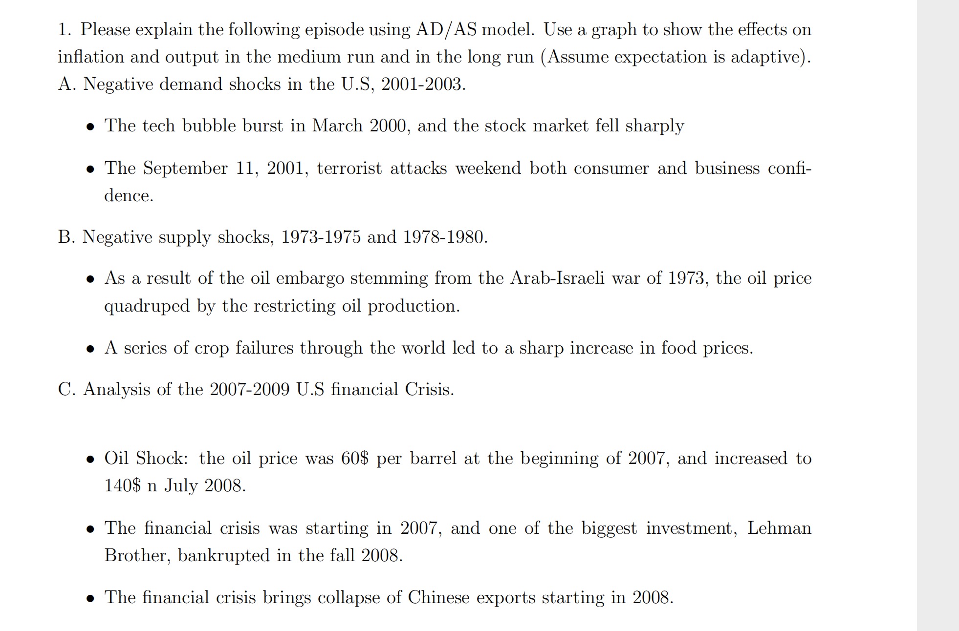 Solved Please explain the following episode using AD/AS | Chegg.com