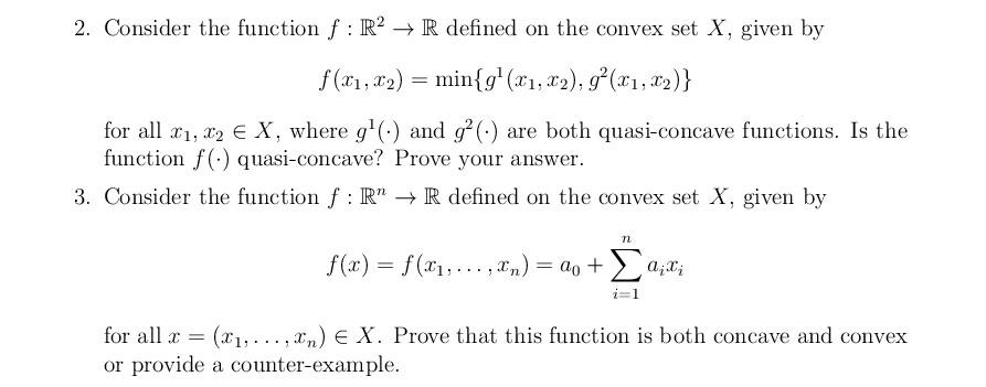 Solved 2. Consider the function f:R2→R defined on the convex | Chegg.com
