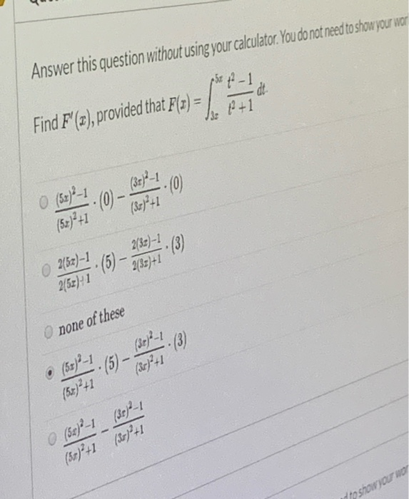 Solved Answer this question without using your calculator. | Chegg.com