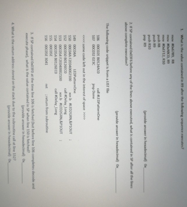 Solved 1. What is the value contained in R9 after the | Chegg.com