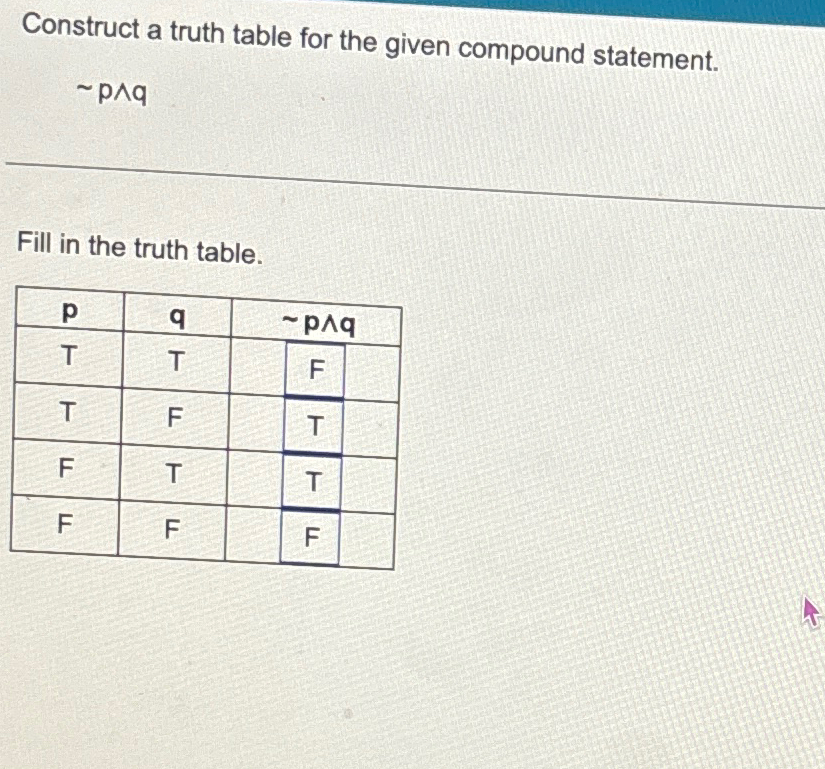 Solved Construct a truth table for the given compound | Chegg.com