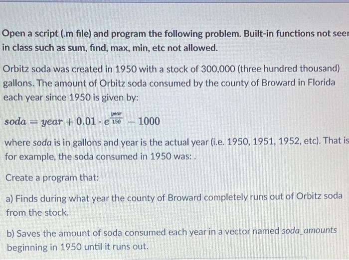Solved Open a script (. m file) and program the following | Chegg.com
