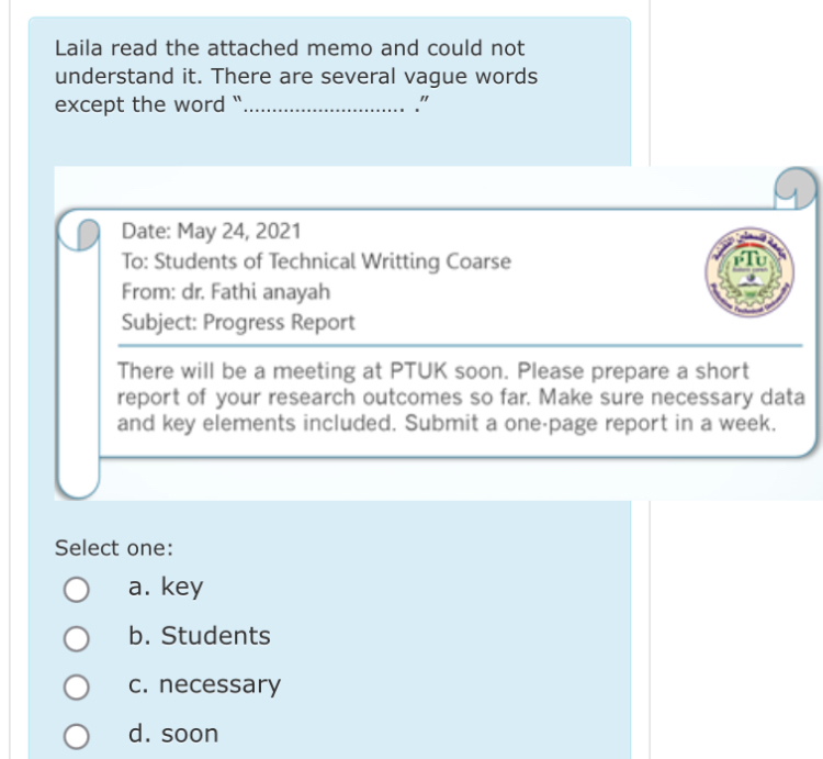 Solved Laila read the attached memo and could not understand | Chegg.com