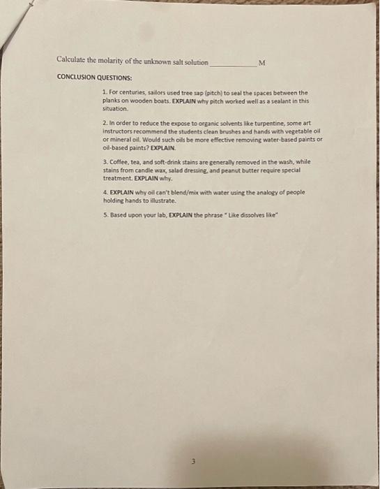 Solved Lab 10:) Solutions A) Solubility: Polar and Nonpolar | Chegg.com