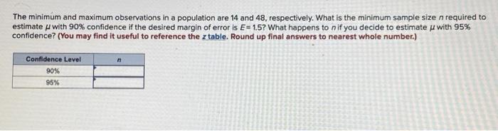 Solved The minimum and maximum observations in a population | Chegg.com