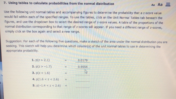 Solved 7. Using tables to calculate probabilities from the | Chegg.com
