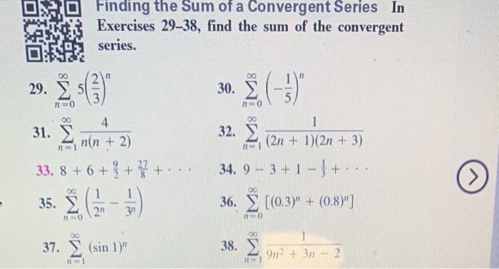 Solved Finding the Sum of a Convergent Series In Exercises | Chegg.com