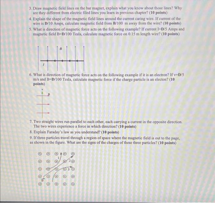 3. Draw magnetic field lines on the bar magnet, | Chegg.com