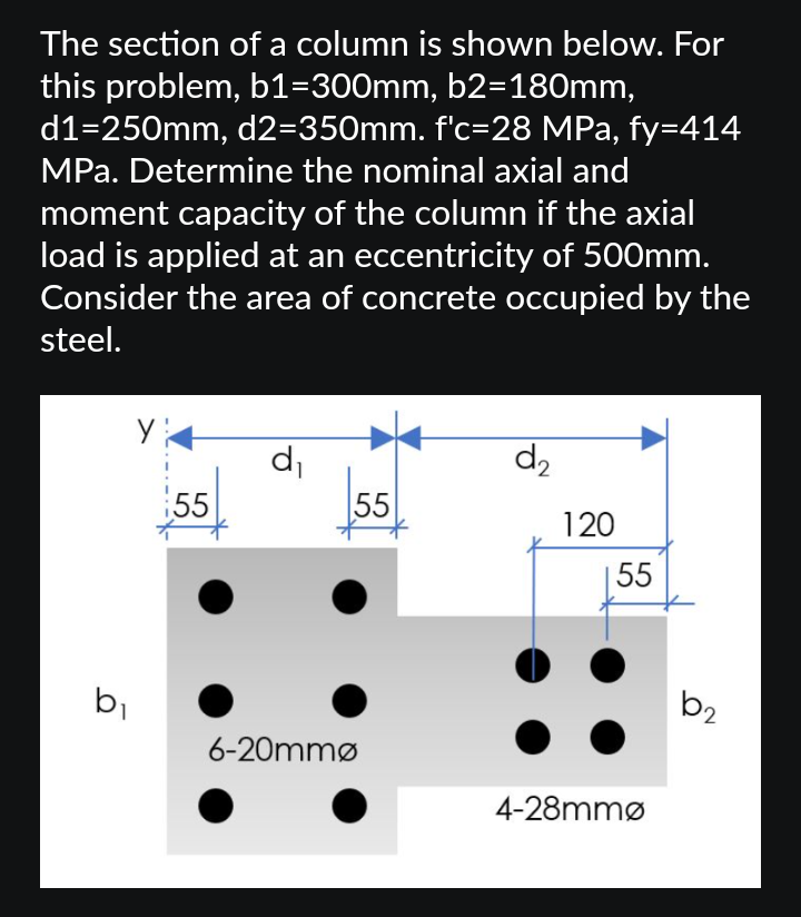 Solved The section of a column is shown below. For this | Chegg.com