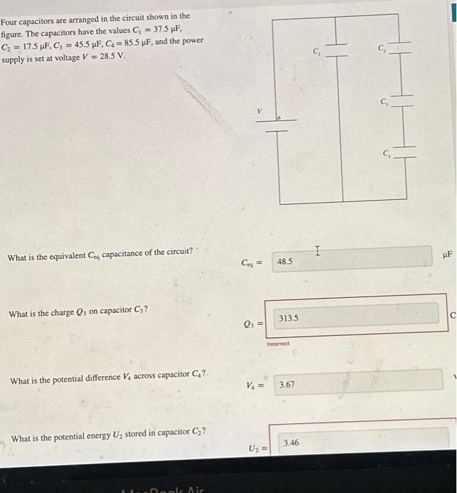 Solved Four capacitors are arranged in the circuit shown in | Chegg.com