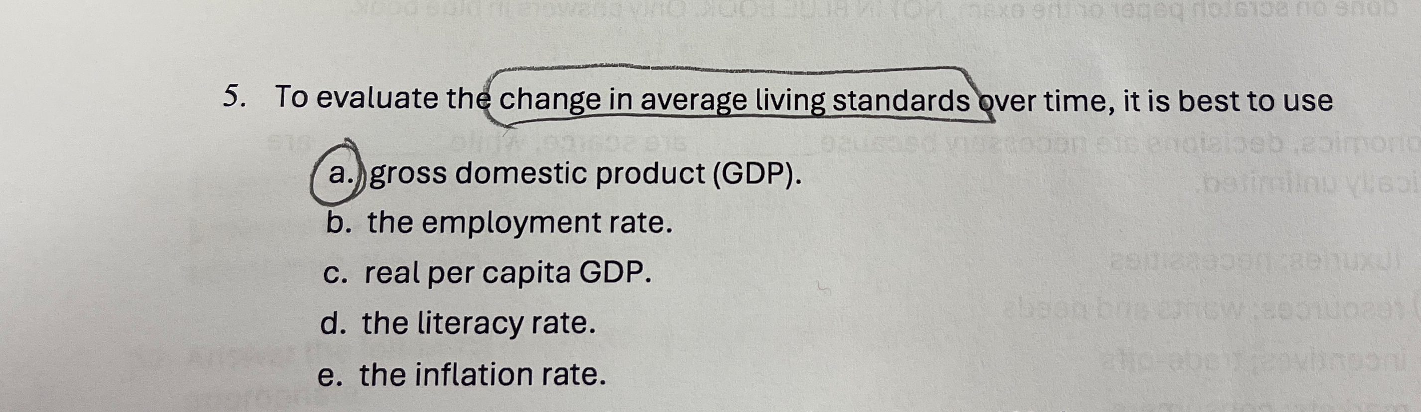 Solved To evaluate the change in average living standards | Chegg.com
