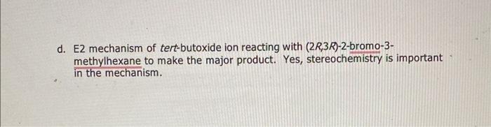 Solved d. E2 mechanism of tert-butoxide ion reacting with | Chegg.com