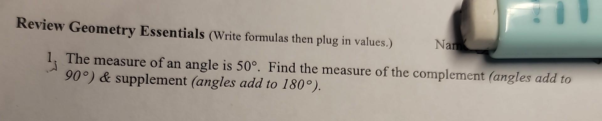 Solved Review Geometry Essentials (Write formulas then plug | Chegg.com