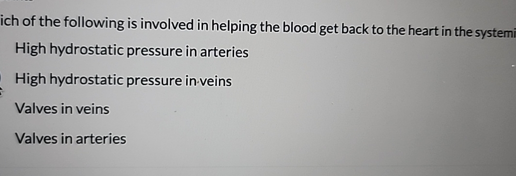 Solved ich of the following is involved in helping the blood | Chegg.com