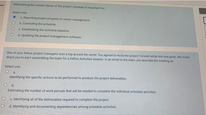 Solved Determining the current status of the project | Chegg.com