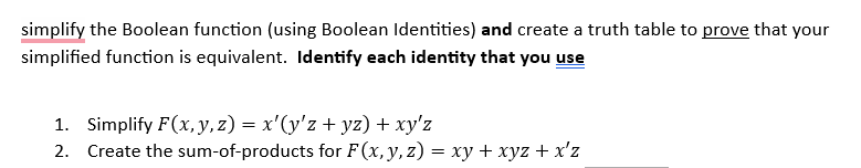 Solved simplify the Boolean function (using Boolean | Chegg.com