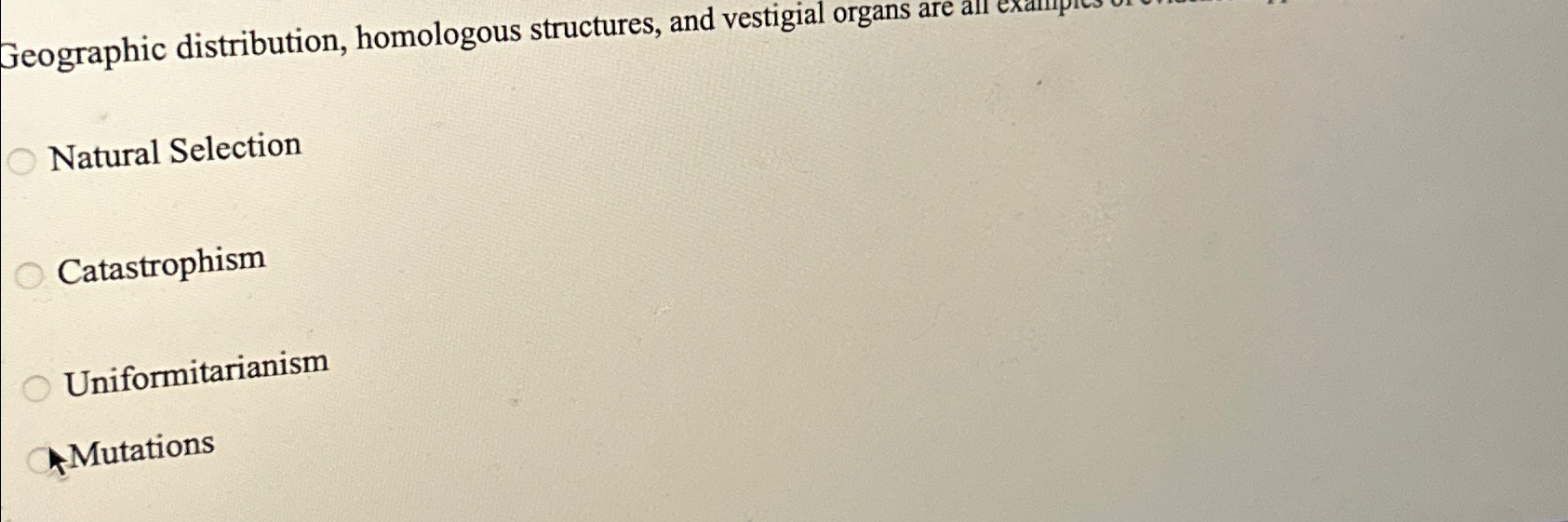 Solved Geographic distribution, homologous structures, and | Chegg.com