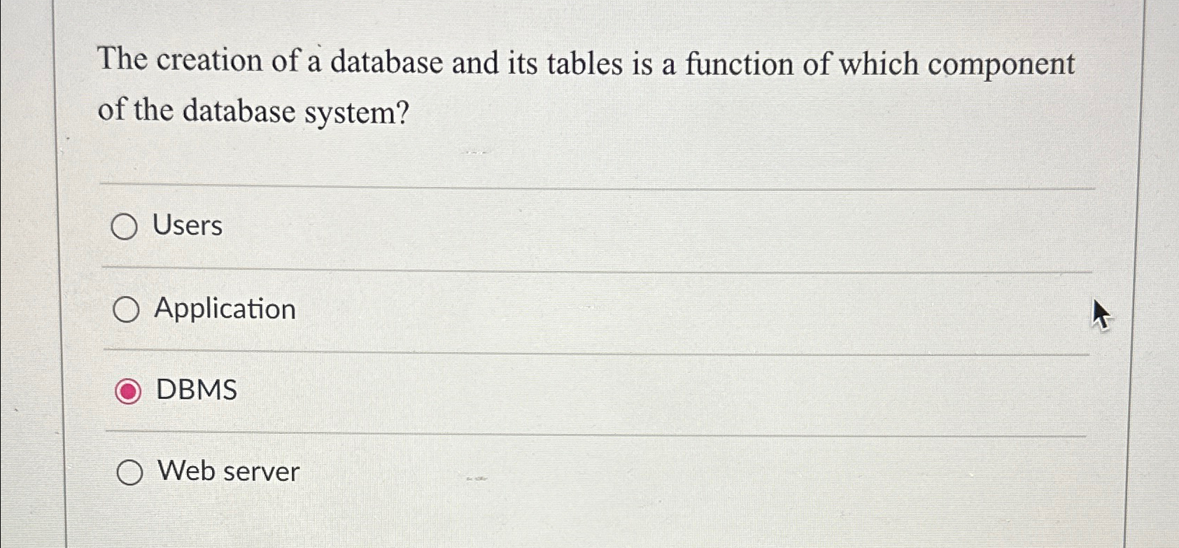 Solved The creation of a database and its tables is a | Chegg.com