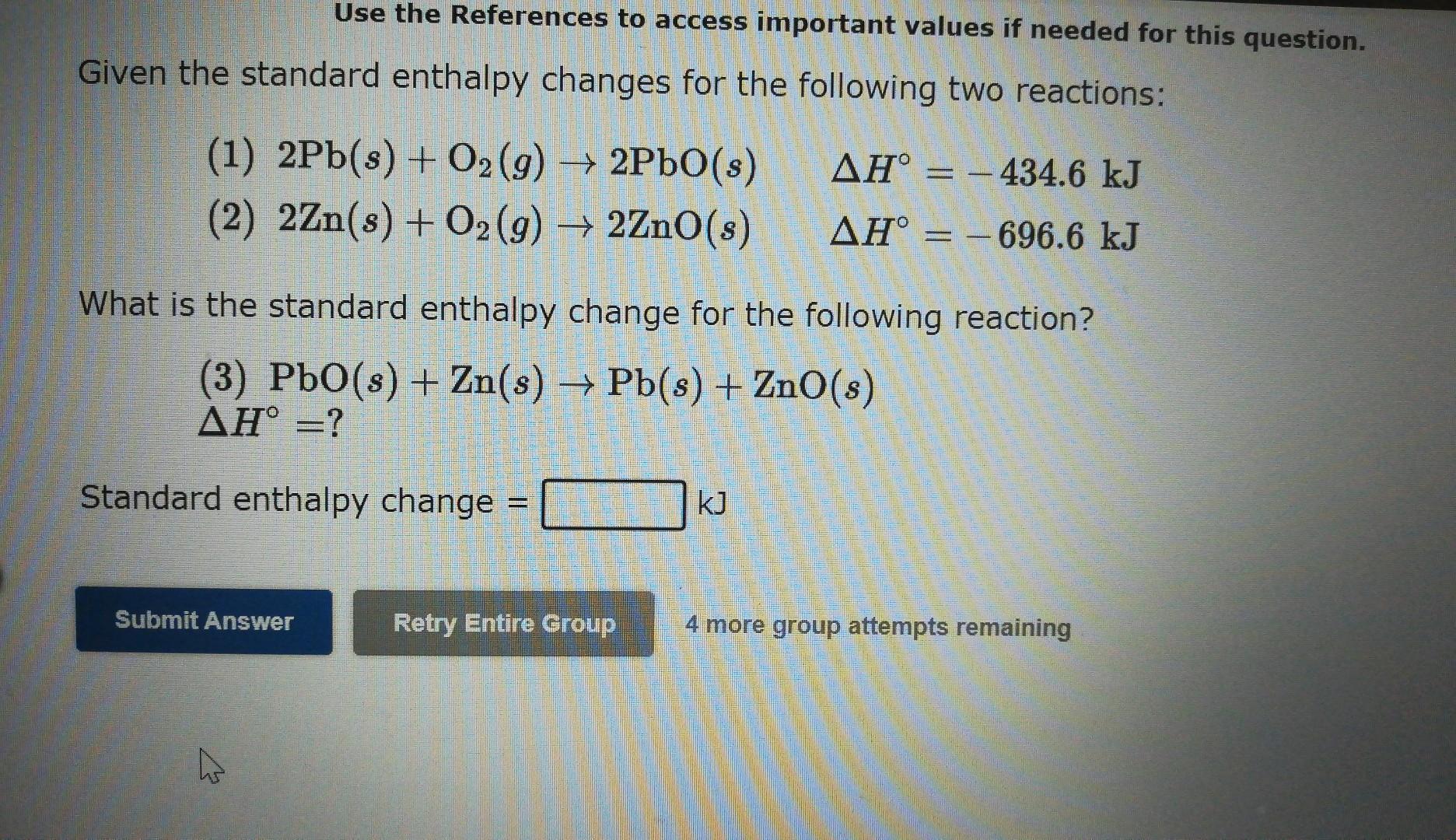Solved (1) 2Fe(s)+O2(g)→2FeO(s)ΔH∘=−544.0 kJ (2) | Chegg.com
