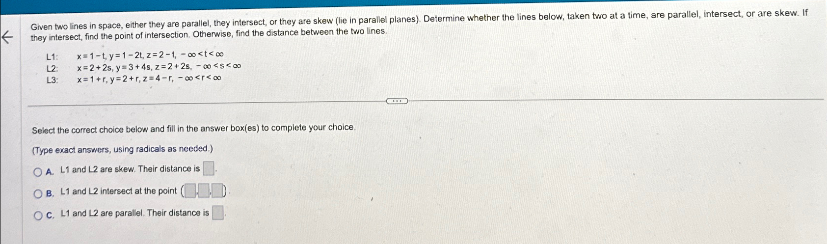 Solved they intersect, find the point of intersection. | Chegg.com
