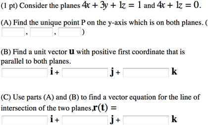 Solved Consider the planes 4x+3y+1z = 1 and 4x +1z = 0. | Chegg.com