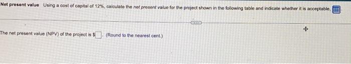 Solved Net present value Using a cost of capital of 12%, | Chegg.com
