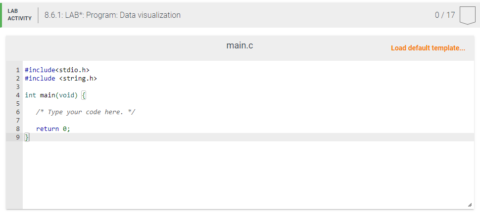 Solved In C LABmain.c1 ﻿#includeθ8.6 ﻿LAB*: Program: Data | Chegg.com