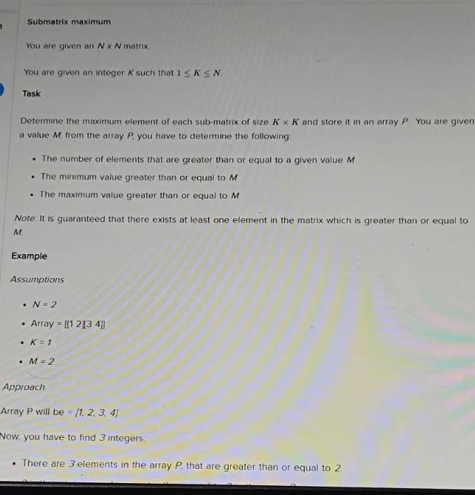 Solved Submatrix maximum You are given an N N matrix You are | Chegg.com