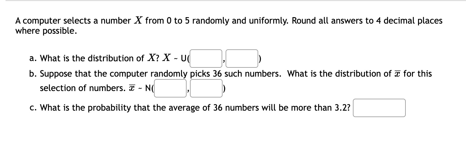 Solved A computer selects a number x ﻿from 0 ﻿to 5 ﻿randomly | Chegg.com