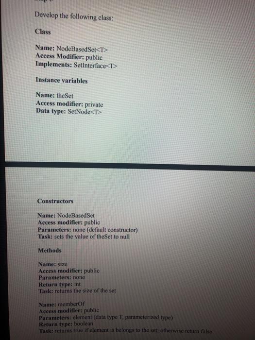 Solved Develop the following class: Class Name: NodeBased | Chegg.com