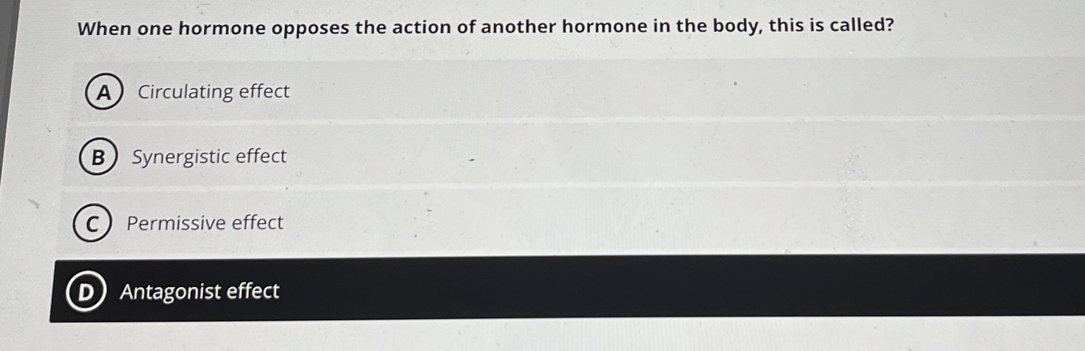 Solved When one hormone opposes the action of another | Chegg.com