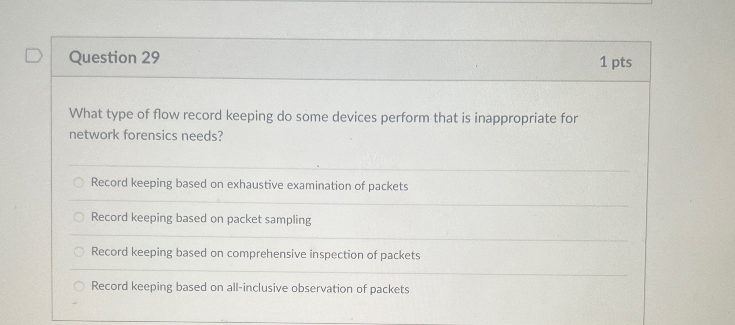 Solved Question 291ptsWhat type of flow record keeping do | Chegg.com