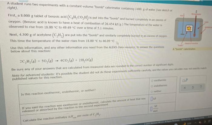 Solved A student runs two experiments with a constant-volume | Chegg.com