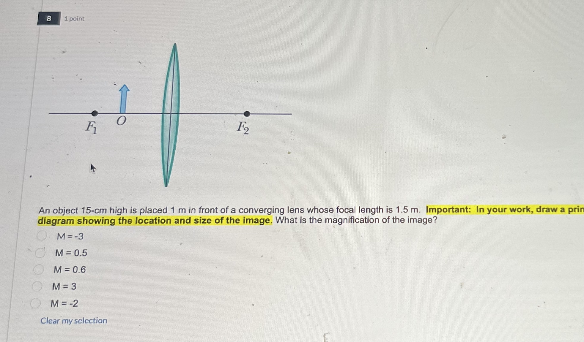 Solved 8An object 15-cm ﻿high is placed 1 ﻿m in front of a | Chegg.com