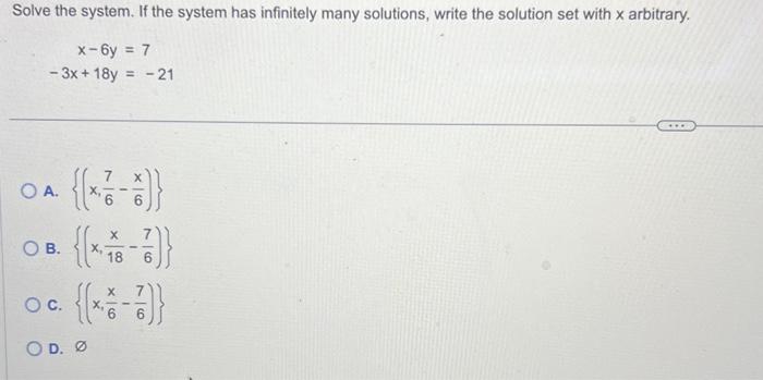 Solved Solve the system. If the system has infinitely many | Chegg.com