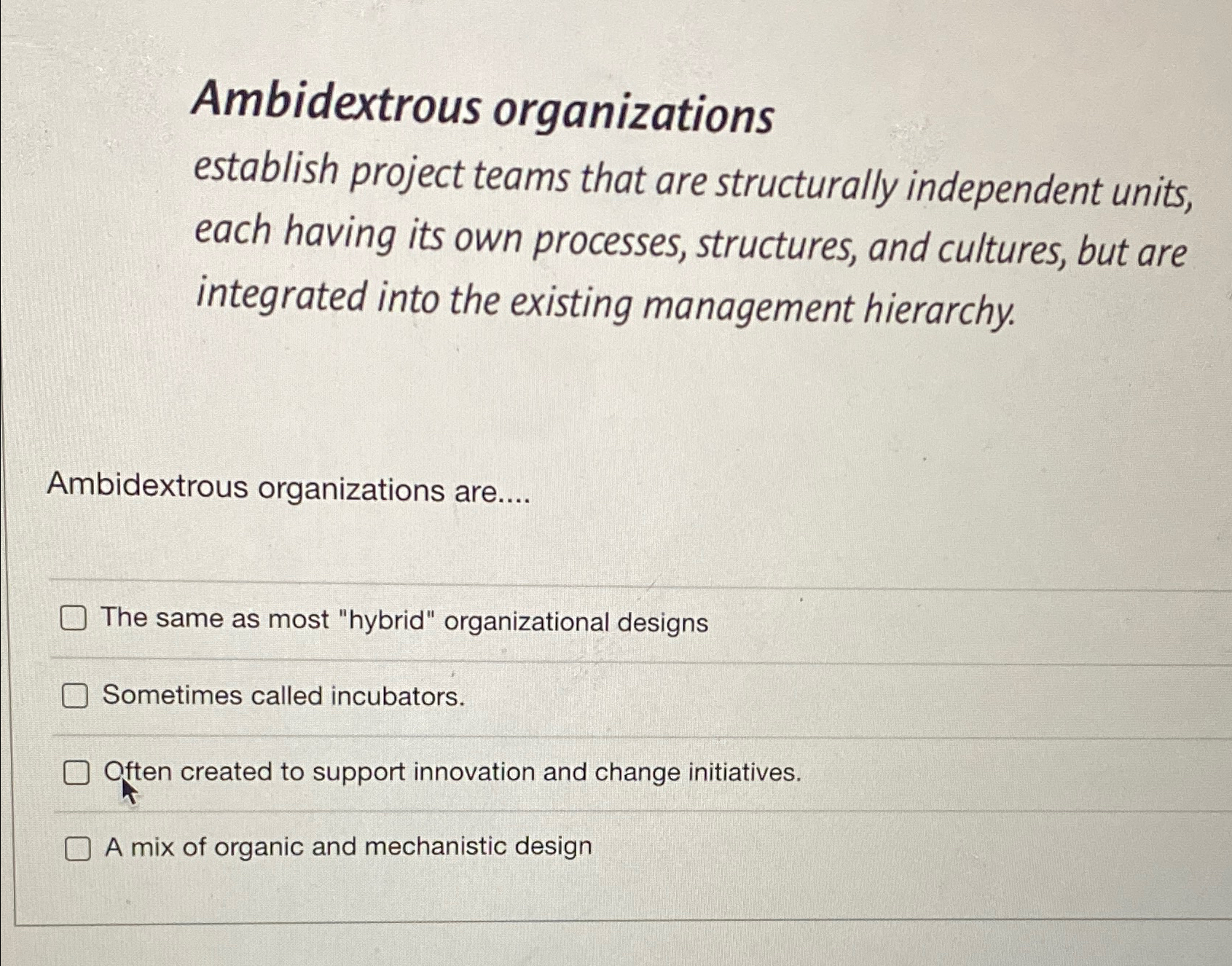 Solved Ambidextrous organizationsestablish project teams | Chegg.com